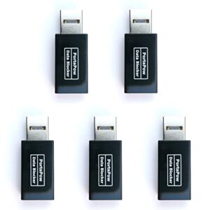 portapow usb data blocker (black 5 pack) – protect against juice jacking