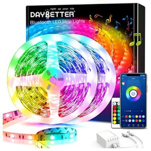 daybetter 60ft smart led lights,5050 rgb led strip lights kits with remote, app control timer schedule led music strip lights(2 rolls of 30ft)