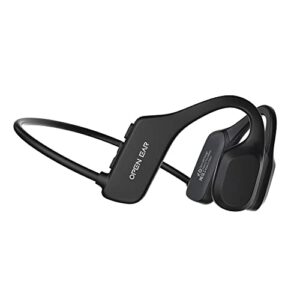 bone conduction headphones bluetooth, hiteblaz open ear ip55 waterproof headphones wireless bluetooth 5.2 sports headphones with mic, 6h playtime earphones for workouts, running, cycling (black-x1)