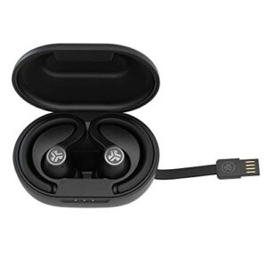 JLab Audio JBuds Air Sport True Wireless Bluetooth Earbuds + Charging Case - Black - IP66 Sweat Resistance - Class 1 Bluetooth 5 (Renewed)