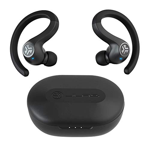 JLab Audio JBuds Air Sport True Wireless Bluetooth Earbuds + Charging Case - Black - IP66 Sweat Resistance - Class 1 Bluetooth 5 (Renewed)