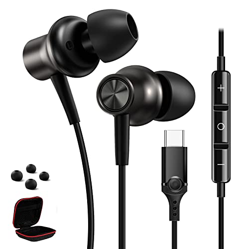 USB C Headphone for Samsung S21 S22 S23 5G,HGCXING Magnetic HiFi Stereo In-Ear Type C Earphone Noise Canceling Earbuds with Microphone Volume Control for iPad Samsung Galaxy Tab S8 S7 Pixel 7 OnePlus