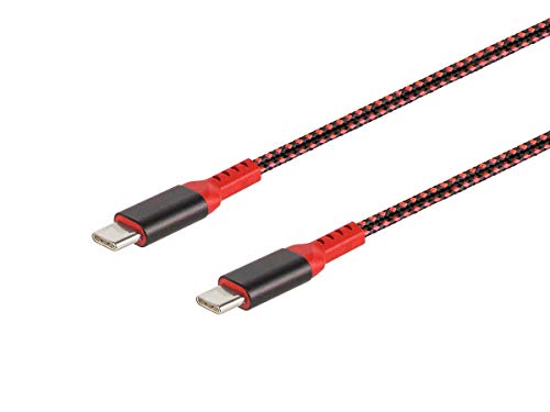 Monoprice Stealth Charge and Sync USB 2.0 Type-C to Type-C Cable - 10 Feet - Red | Up to 5A/100W, for USB-C Enabled Devices Laptops MacBook Pro