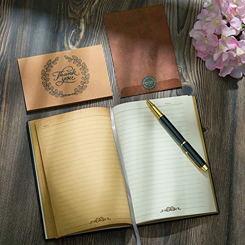 Embossed Leather Journal Writing Notebook - Antique Handmade Leather Daily Notepad Sketchbook, Travel Diary & Notebooks to Write in, Phoenix Gift For Men & Women, with Golden Classic Pen, (Bronze)