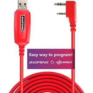 BAOFENG Programming Cable UV-5R/5RA/5R Plus/5RE, UV3R Plus, BF-888S, 5R EX, 5RX3, GA-2S, UV-82 (39 inch Mirkit Red, Version 2022, This one Works!)