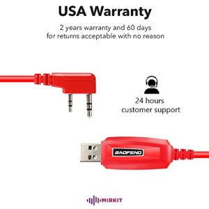 BAOFENG Programming Cable UV-5R/5RA/5R Plus/5RE, UV3R Plus, BF-888S, 5R EX, 5RX3, GA-2S, UV-82 (39 inch Mirkit Red, Version 2022, This one Works!)