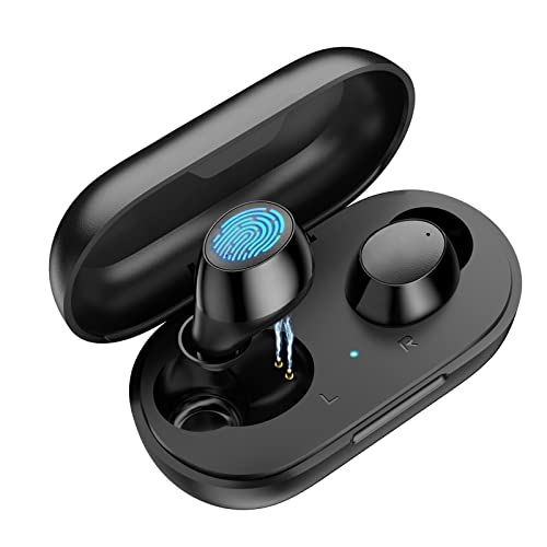 Wireless Earbuds,Lanteso S21 True Bluetooth Earbuds Noise Cancelling Bluetooth 5.2 TWS Bluetooth Headphones with Mics Touch Control Bass Sound in-Ear Earphones for Music,Sport,(Black)