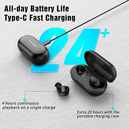 Wireless Earbuds,Lanteso S21 True Bluetooth Earbuds Noise Cancelling Bluetooth 5.2 TWS Bluetooth Headphones with Mics Touch Control Bass Sound in-Ear Earphones for Music,Sport,(Black)