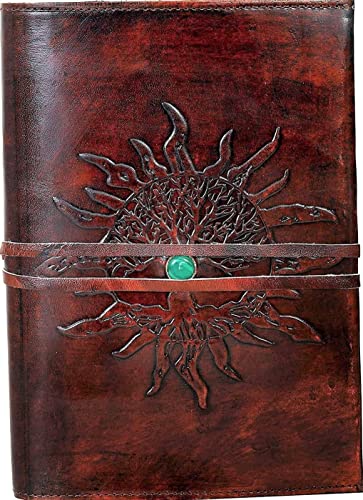 Leather Journal Refillable Lined Paper SUN Tree of Life Handmade Leather Journal Notebook Diary/Bound Daily Notepad for Men&Women Medium,Writing pad Gift for Artist,Sketch /Writing (small)