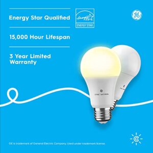 GE CYNC Smart LED Light Bulbs, Bluetooth and Wi-Fi Enabled, Alexa and Google Assistant Compatible, Soft White, A19 Light Bulb (4 Pack), 9.5W