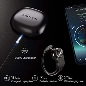 Nidiox Wireless Earbuds Deep Bass in-Ear Touch Control Waterproof, Mono&Twin Mode/30H Playtime/USB-C Charging Case/Built-in Mics for Running Gym Workout