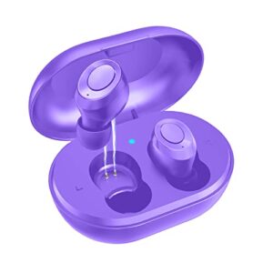 bluetooth earbuds, jaroco wireless earbuds in-ear with charging case easy-pairing stereo calls/built-in mic 18h playtime (purple)