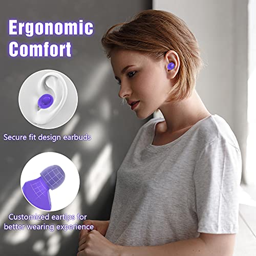 Bluetooth Earbuds, jaroco Wireless Earbuds in-Ear with Charging Case Easy-Pairing Stereo Calls/Built-in Mic 18H Playtime (Purple)