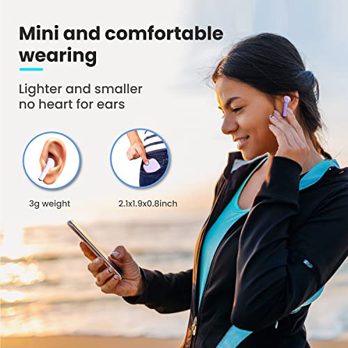 LARK Wireless Earbuds TWS 5.0, Charging Case, Touch Adjustable Volume, Waterproof, 35hour Cyclic Playtime, Suitable for iPhone & Android & Samsung, Semi-in Ear Stereo Earphones(Purple)