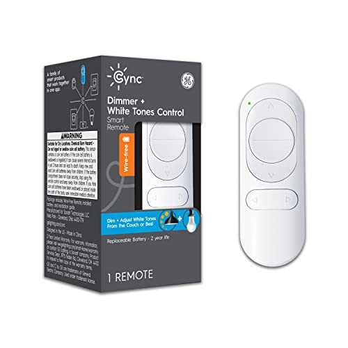 GE CYNC Smart Remote, Dimmer Remote + White Tones Control, Bluetooth Enabled, Battery Powered