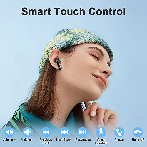 GCBIG Wireless Earbud, Bluetooth 5.2 Headphones HiFi Sterero 40H Playtime LED Display, IP7 Waterproof Earbud in-Ear Headphones Call Clear, Earphones with Microphone Comfortable for iPhone, Android