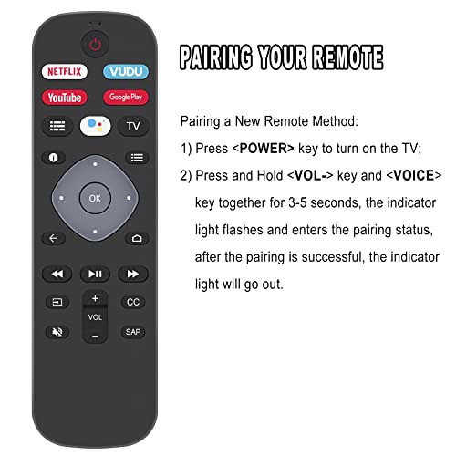 New URMT26RST004 Voice Remote Control Replacement for Philips 5704 Series 5604 Series 5766 Series 5806 Series 5000 Series Android Smart TV with Preset App Keys- Netflix Vudu YouTube Google-Play