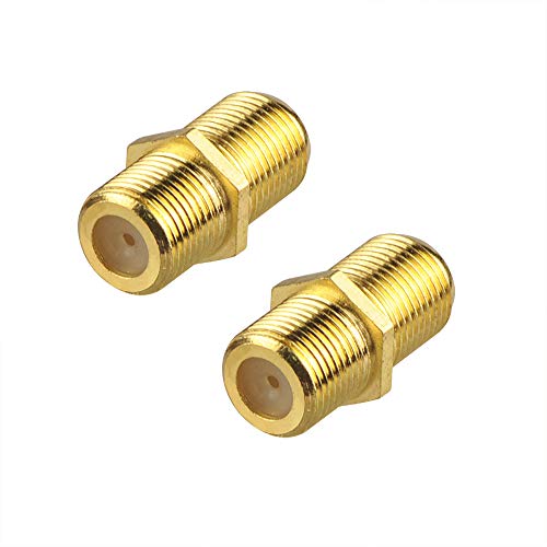 VCE Coaxial Cable Connector, RG6 Coax Cable Extender F-Type Gold Plated Adapter Female to Female for TV Cables, 2 Pack