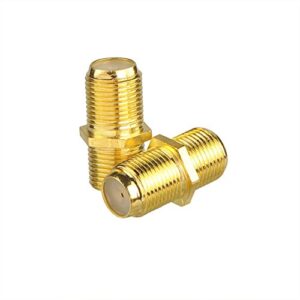 VCE Coaxial Cable Connector, RG6 Coax Cable Extender F-Type Gold Plated Adapter Female to Female for TV Cables, 2 Pack