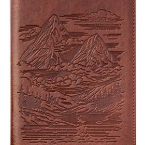 SOHOSPARK Mountains Refillable Faux Leather Journal, Mens Journal, 6x8 Vegan Lined Writing Journal for Women