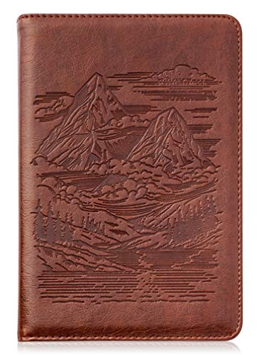 SOHOSPARK Mountains Refillable Faux Leather Journal, Mens Journal, 6x8 Vegan Lined Writing Journal for Women