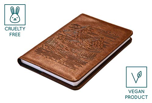 SOHOSPARK Mountains Refillable Faux Leather Journal, Mens Journal, 6x8 Vegan Lined Writing Journal for Women