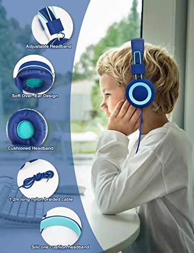 4Pack Kids Headphones with Microphone,Headphones for Kids for School,98db Volume Limited Over-Ear Wired Headphones for Kids Girls Boys,Foldable Toddler Headphones for PC/Laptop/School/Tablet/Travel