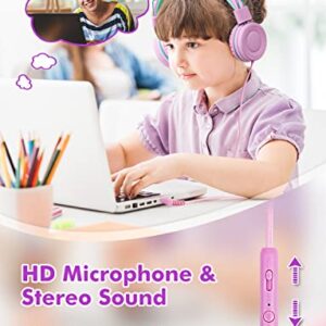 4Pack Kids Headphones with Microphone,Headphones for Kids for School,98db Volume Limited Over-Ear Wired Headphones for Kids Girls Boys,Foldable Toddler Headphones for PC/Laptop/School/Tablet/Travel