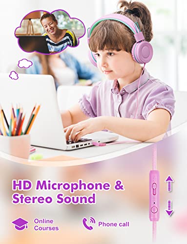 4Pack Kids Headphones with Microphone,Headphones for Kids for School,98db Volume Limited Over-Ear Wired Headphones for Kids Girls Boys,Foldable Toddler Headphones for PC/Laptop/School/Tablet/Travel