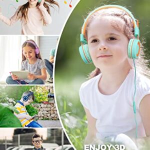 4Pack Kids Headphones with Microphone,Headphones for Kids for School,98db Volume Limited Over-Ear Wired Headphones for Kids Girls Boys,Foldable Toddler Headphones for PC/Laptop/School/Tablet/Travel