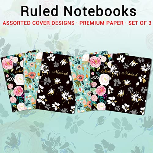 3 Pack A5 Notebook - Lined Journal Notebooks, 8'' x 5'', 180 Pages/Pack, 100gsm Thick Paper, Classic College Ruled Notebooks for Office, School Supplies