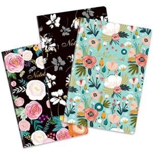 3 pack a5 notebook – lined journal notebooks, 8” x 5”, 180 pages/pack, 100gsm thick paper, classic college ruled notebooks for office, school supplies