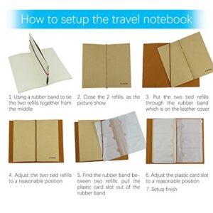 Travelers Notebook Inserts Lined Paper, Refill for Travel Journal, 7.5 X4 Inch - Set of 3 - 240 Pages, Supply by ai-natebok