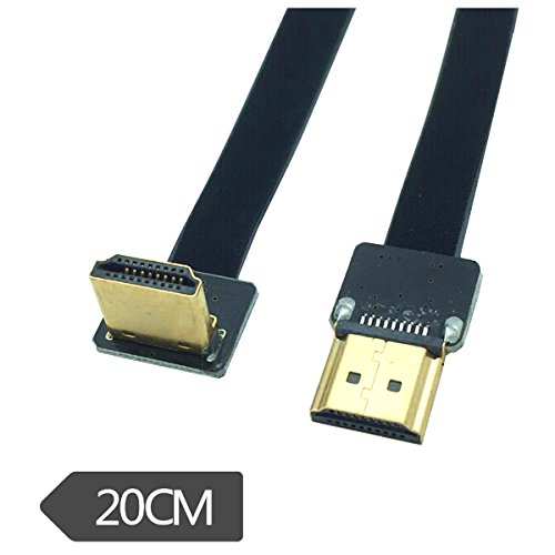 Kework FPV HDMI Cable, 20cm FPV HDMI Slim Flat Cable, 90 Degree Upward Standard HDMI Male Interface to Standard HDMI Male Interface for RED BMCC FS7 C300 (Single Upward)