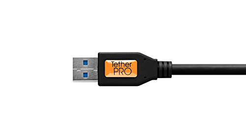 Tether Tools TetherPro USB 3.0 USB-C Cable | for Fast Transfer and Connection Between Camera and Computer | Non-Reflective Black | 15 Feet (4.6 m)