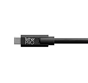 Tether Tools TetherPro USB 3.0 USB-C Cable | for Fast Transfer and Connection Between Camera and Computer | Non-Reflective Black | 15 Feet (4.6 m)