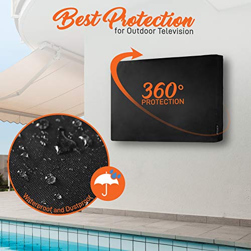 Waterproof Outdoor TV Cover 33" - Full Flat Screen TV Protective Cover Indoor/Outdoor Television Cover - UV Resistant Weatherproof Dust-Proof TV Screen Protector w/ 360° Coverage - SereneLife SLTVC30