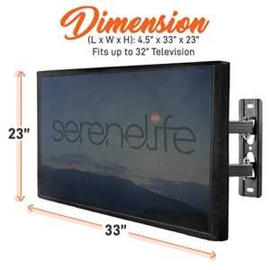 Waterproof Outdoor TV Cover 33" - Full Flat Screen TV Protective Cover Indoor/Outdoor Television Cover - UV Resistant Weatherproof Dust-Proof TV Screen Protector w/ 360° Coverage - SereneLife SLTVC30