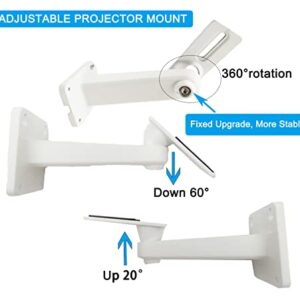 Mini Projector Wall Mount Angle Adjustable Projector Mount Load 8.8 lbs Length 7.9 in Rotation 360° Compatible with QKK, DR.J, DBPOWER, Anker, VANKYO, AAXA, Jinhoo, PVO, TMY, AuKing, Meer Projectors