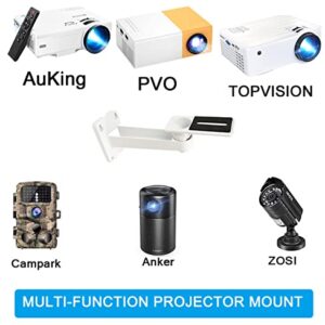 Mini Projector Wall Mount Angle Adjustable Projector Mount Load 8.8 lbs Length 7.9 in Rotation 360° Compatible with QKK, DR.J, DBPOWER, Anker, VANKYO, AAXA, Jinhoo, PVO, TMY, AuKing, Meer Projectors