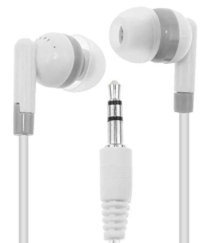 LowCostEarbuds.com Bulk Wholesale Lot of 100 WhiteGray Earbuds Headphones - Individually Wrapped, CB-WHT-100-WRAP