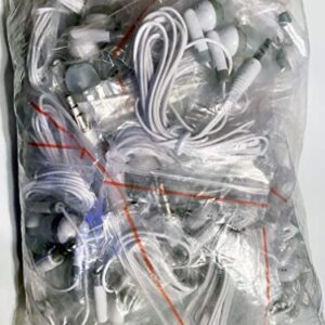 LowCostEarbuds.com Bulk Wholesale Lot of 100 WhiteGray Earbuds Headphones - Individually Wrapped, CB-WHT-100-WRAP