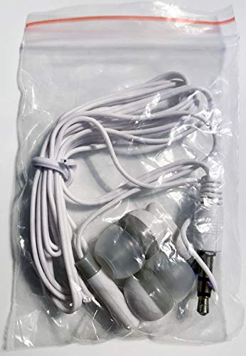 LowCostEarbuds.com Bulk Wholesale Lot of 100 WhiteGray Earbuds Headphones - Individually Wrapped, CB-WHT-100-WRAP