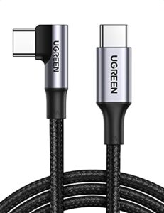 ugreen 100w usb c cable 90 degree type c charging cable compatible with macbook pro 2022, ipad pro 2022, elitebook, dell xps, samsung galaxy s23/s22/z fold, pixel, ps5, switch, etc. 10ft