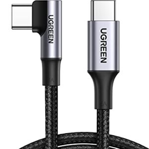 UGREEN 100W USB C Cable 90 Degree Type C Charging Cable Compatible with MacBook Pro 2022, iPad Pro 2022, Elitebook, Dell XPS, Samsung Galaxy S23/S22/Z Fold, Pixel, PS5, Switch, etc. 10FT