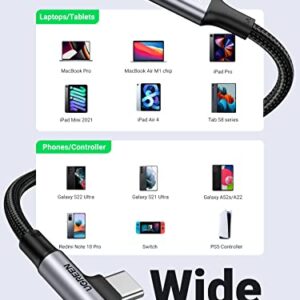 UGREEN 100W USB C Cable 90 Degree Type C Charging Cable Compatible with MacBook Pro 2022, iPad Pro 2022, Elitebook, Dell XPS, Samsung Galaxy S23/S22/Z Fold, Pixel, PS5, Switch, etc. 10FT