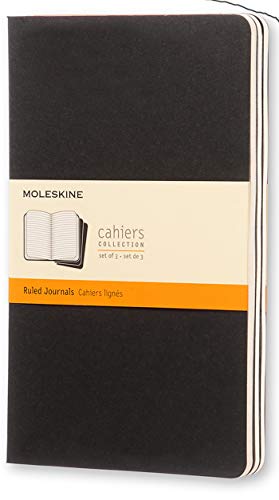 Moleskine Cahier Journal, Soft Cover, Large (5" x 8.25") Ruled/Lined, Black, 80 Pages (Set of 3)