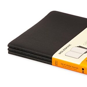 Moleskine Cahier Journal, Soft Cover, Large (5" x 8.25") Ruled/Lined, Black, 80 Pages (Set of 3)