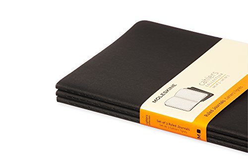 Moleskine Cahier Journal, Soft Cover, Large (5" x 8.25") Ruled/Lined, Black, 80 Pages (Set of 3)