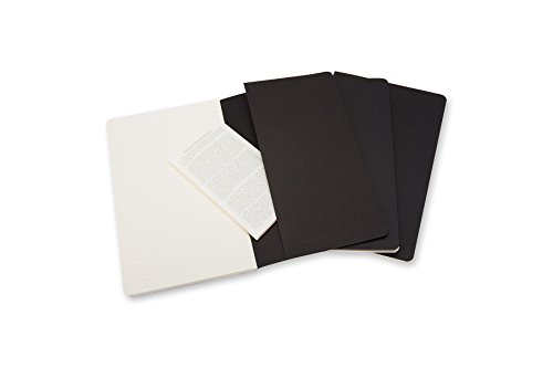 Moleskine Cahier Journal, Soft Cover, Large (5" x 8.25") Ruled/Lined, Black, 80 Pages (Set of 3)